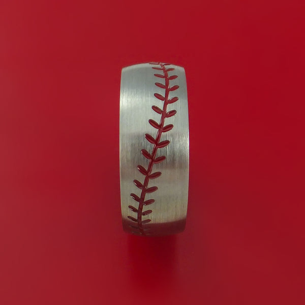 Titanium Ring with Baseball Stitching and Cerakote Inlays and Interior ...
