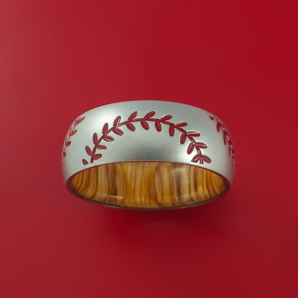 Cobalt Chrome Ring with Baseball Dual Stitching and Cerakote Inlays and ...