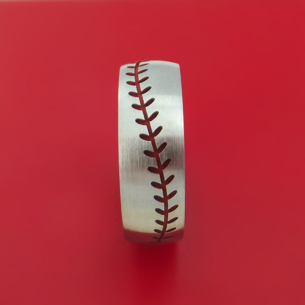Ring with Baseball Stitching and Cerakote Inlays and Interior Hardwood ...