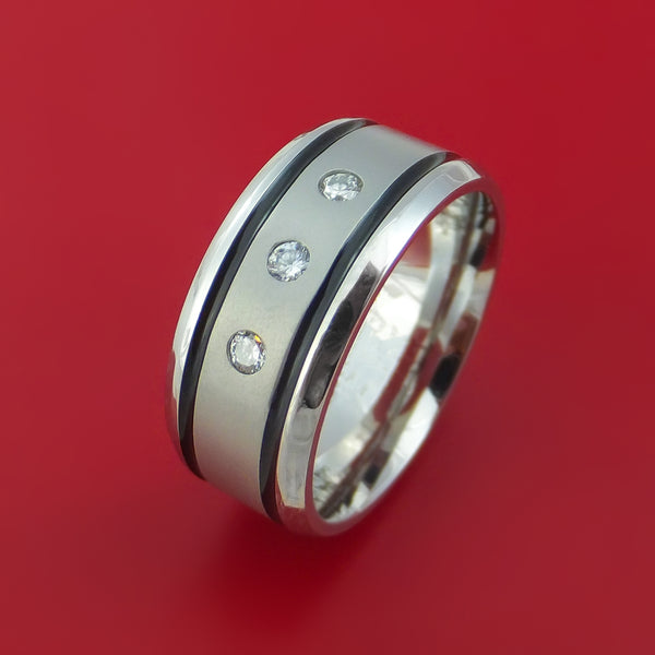 Cobalt Chrome Ring with Diamonds Custom Made Band – Stonebrook Jewelry