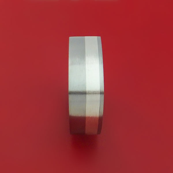 Titanium Ring with Silver Inlay Square Band any Sizing from 3-22 Moder ...