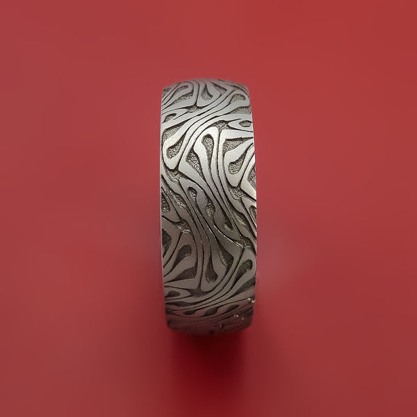 Cobalt Chrome Ring with Marble Laser-Etched Pattern Inlay Custom Made ...