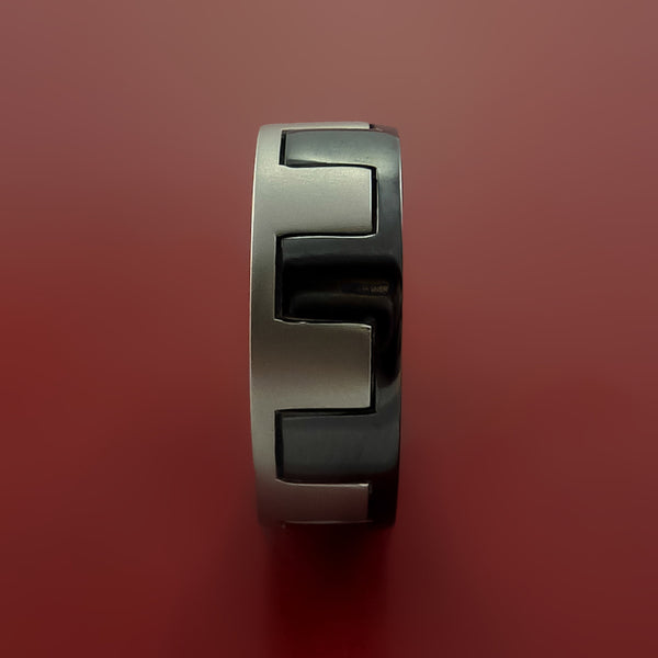 Black Zirconium Ring with Zipper Style Cobalt Chrome Inlay Custom Made ...